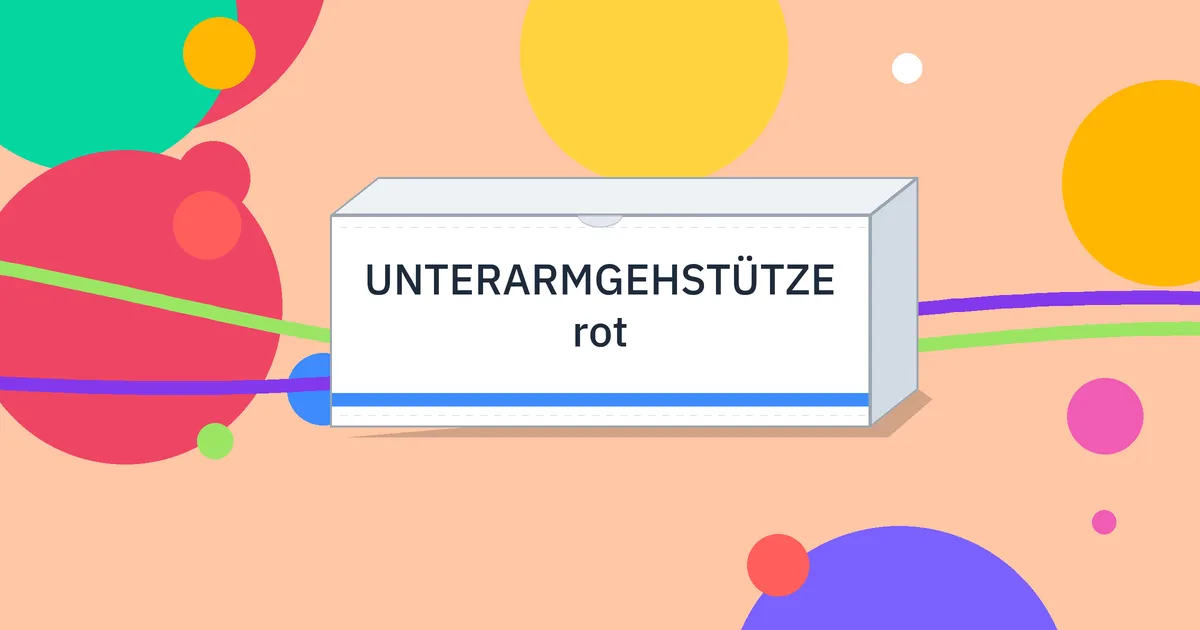 Symbolbild: Packung mit der Aufschrift UNTERARMGEHSTÜTZE rot (PZN 10074896) – Verfügbarkeit und Bezug in Apotheken in Frankfurt am Main