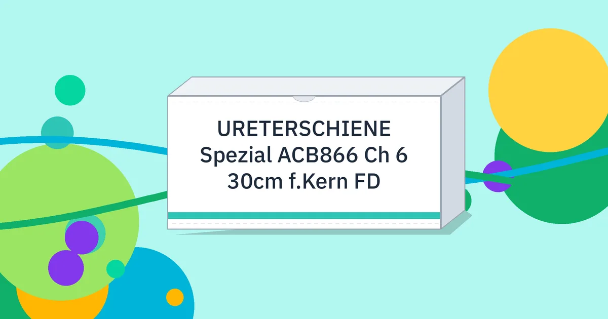 Symbolbild: Packung mit der Aufschrift URETERSCHIENE Spezial ACB866 Ch 6 30cm f.Kern FD (PZN 00509620) – Verfügbarkeit und Bezug in Apotheken in Frankfurt am Main