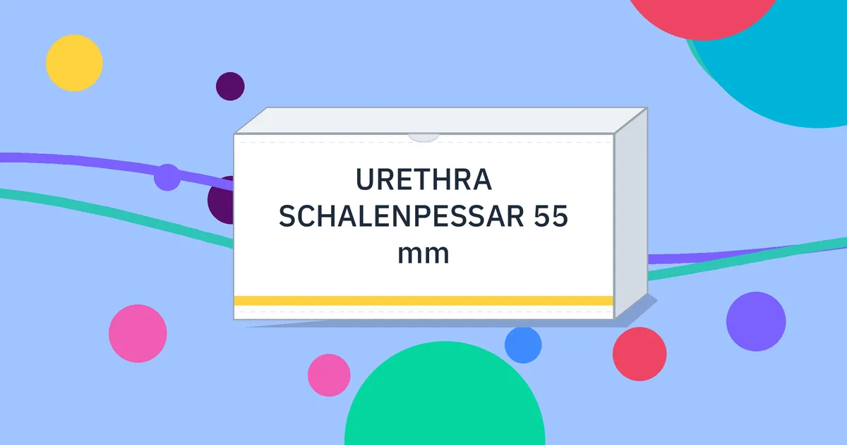 Symbolbild: Packung mit der Aufschrift URETHRA SCHALENPESSAR 55 mm (PZN 07279933) – Verfügbarkeit und Bezug in Apotheken in Frankfurt am Main
