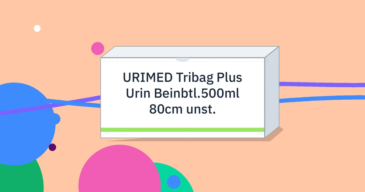 Symbolbild: Packung mit der Aufschrift URIMED Tribag Plus Urin Beinbtl.500ml 80cm unst. (PZN 05015940) – Verfügbarkeit und Bezug in Apotheken in Frankfurt am Main