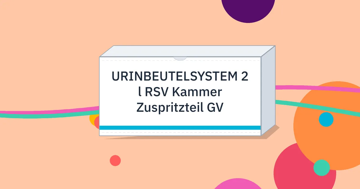 Symbolbild: Packung mit der Aufschrift URINBEUTELSYSTEM 2 l RSV Kammer Zuspritzteil GV (PZN 17488862) – Verfügbarkeit und Bezug in Apotheken in Frankfurt am Main