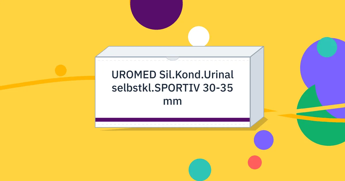 Symbolbild: Packung mit der Aufschrift UROMED Sil.Kond.Urinal selbstkl.SPORTIV 30-35 mm (PZN 18389530) – Verfügbarkeit und Bezug in Apotheken in Frankfurt am Main