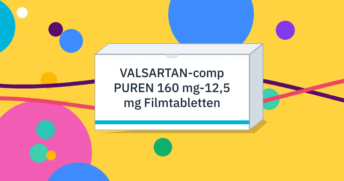 Symbolbild: Packung mit der Aufschrift VALSARTAN-comp PUREN 160 mg-12,5 mg Filmtabletten (PZN 11358495) – Verfügbarkeit und Bezug in Apotheken in Frankfurt am Main