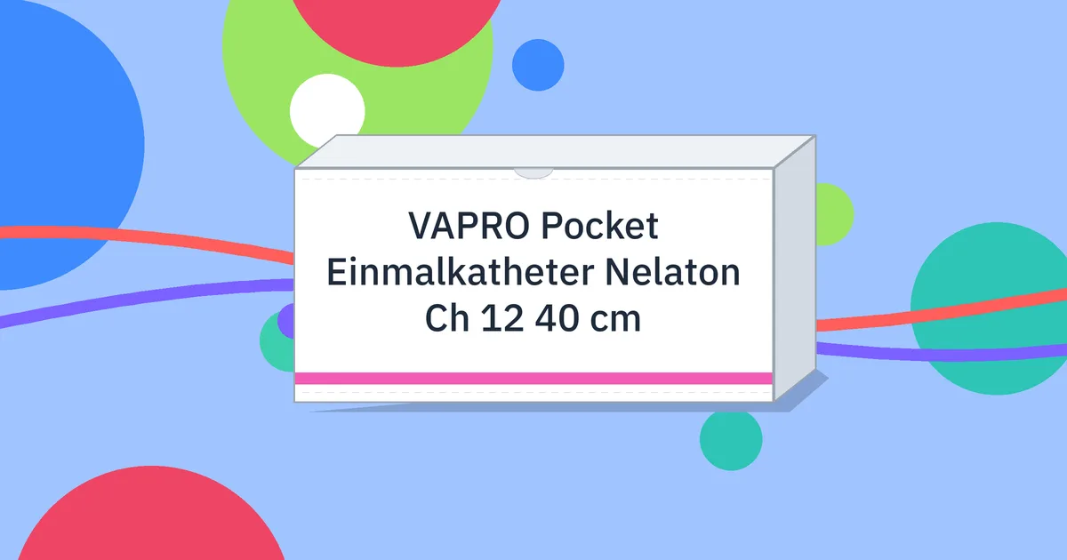 Symbolbild: Packung mit der Aufschrift VAPRO Pocket Einmalkatheter Nelaton Ch 12 40 cm (PZN 19639236) – Verfügbarkeit und Bezug in Apotheken in Frankfurt am Main