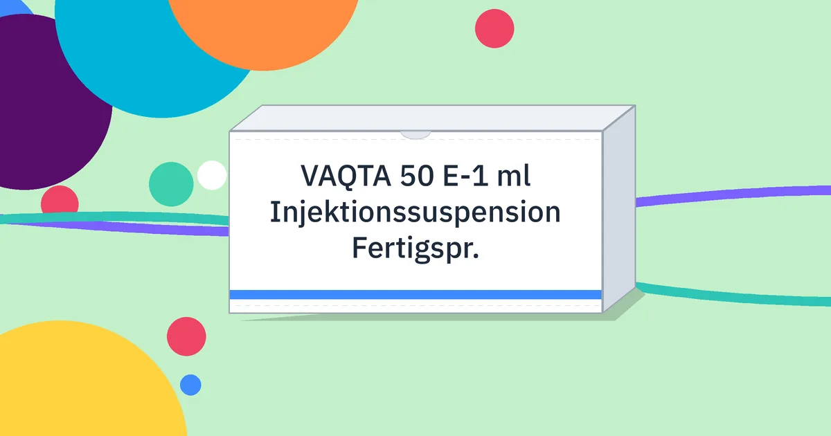 Symbolbild: Packung mit der Aufschrift VAQTA 50 E-1 ml Injektionssuspension Fertigspr. (PZN 07343022) – Verfügbarkeit und Bezug in Apotheken in Frankfurt am Main