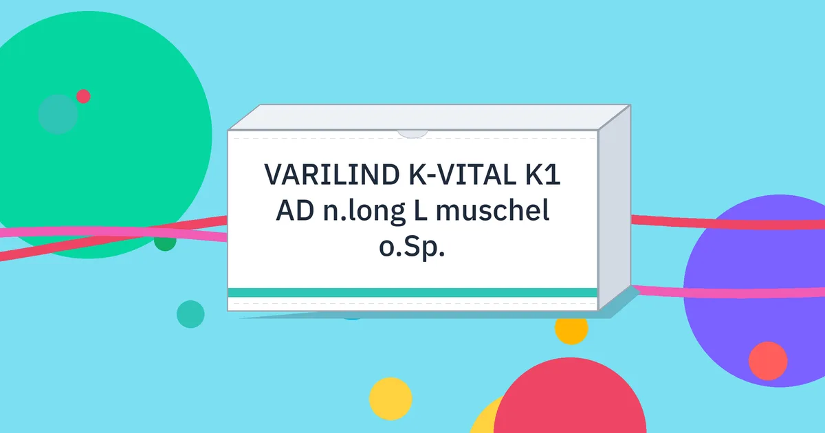 Symbolbild: Packung mit der Aufschrift VARILIND K-VITAL K1 AD n.long L muschel o.Sp. (PZN 20567252) – Verfügbarkeit und Bezug in Apotheken in Frankfurt am Main