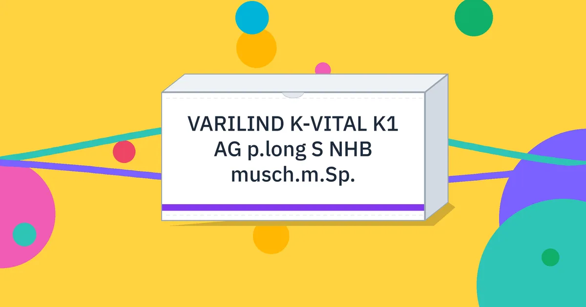 Symbolbild: Packung mit der Aufschrift VARILIND K-VITAL K1 AG p.long S NHB musch.m.Sp. (PZN 20563946) – Verfügbarkeit und Bezug in Apotheken in Frankfurt am Main