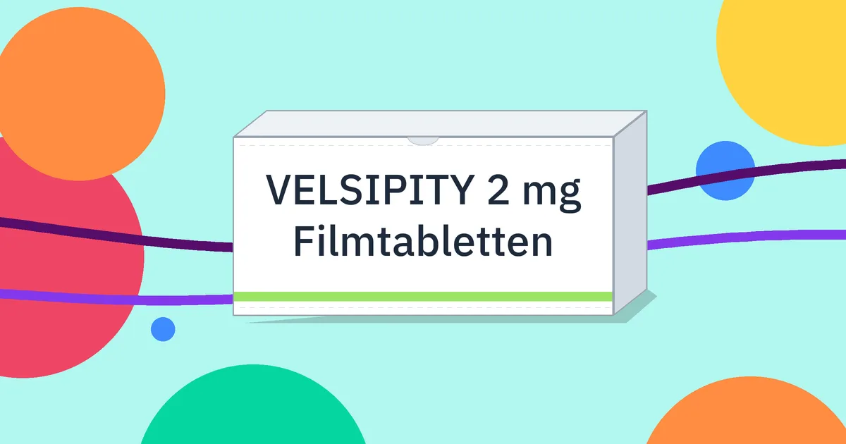 Symbolbild: Packung mit der Aufschrift VELSIPITY 2 mg Filmtabletten (PZN 19969689) – Verfügbarkeit und Bezug in Apotheken in Frankfurt am Main