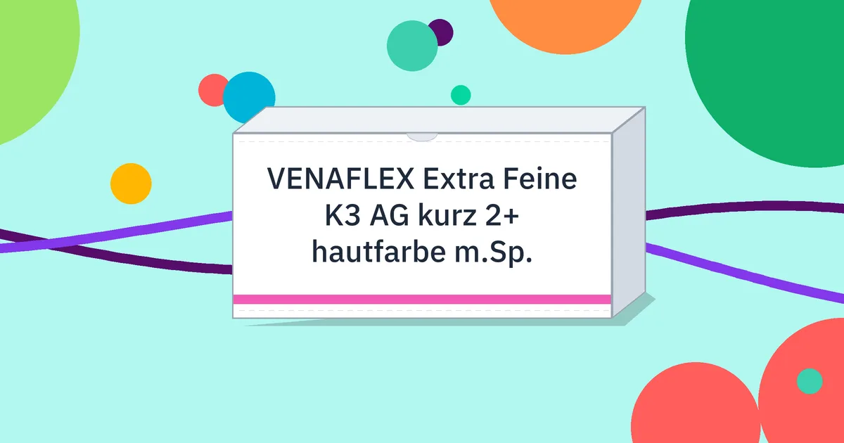 Symbolbild: Packung mit der Aufschrift VENAFLEX Extra Feine K3 AG kurz 2+ hautfarbe m.Sp. (PZN 18307762) – Verfügbarkeit und Bezug in Apotheken in Frankfurt am Main
