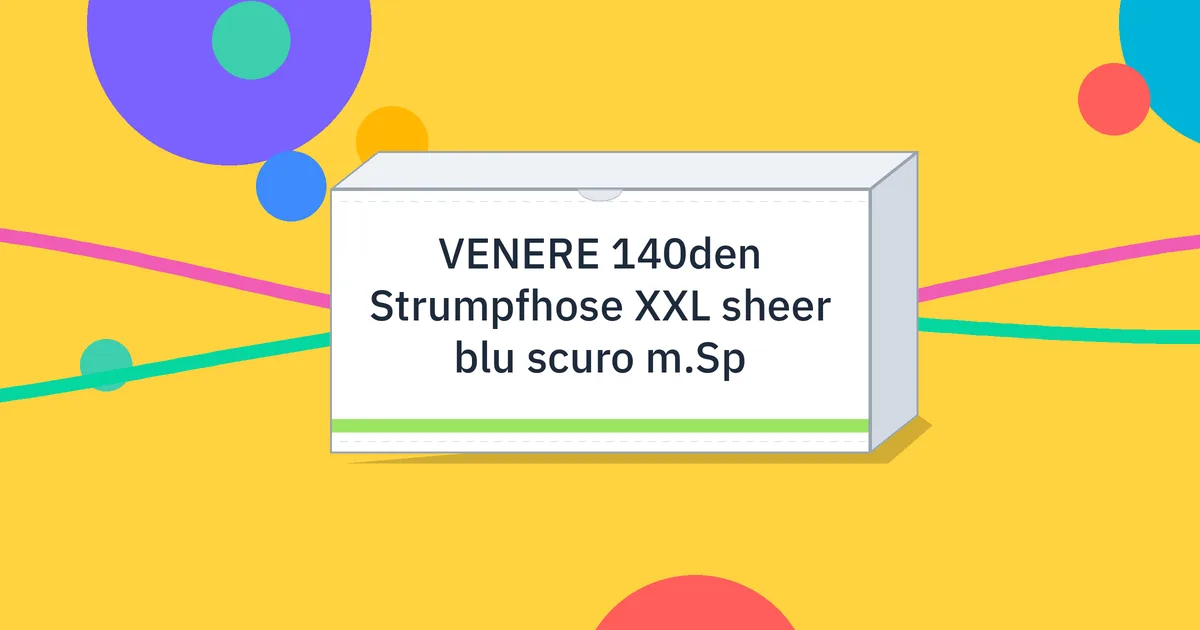 Symbolbild: Packung mit der Aufschrift VENERE 140den Strumpfhose XXL sheer blu scuro m.Sp (PZN 16171318) – Verfügbarkeit und Bezug in Apotheken in Frankfurt am Main