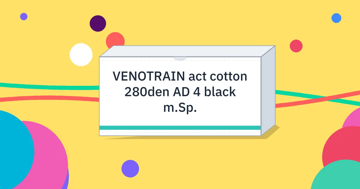 Symbolbild: Packung mit der Aufschrift VENOTRAIN act cotton 280den AD 4 black m.Sp. (PZN 16209759) – Verfügbarkeit und Bezug in Apotheken in Frankfurt am Main