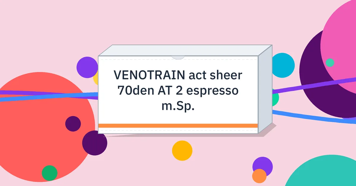 Symbolbild: Packung mit der Aufschrift VENOTRAIN act sheer 70den AT 2 espresso m.Sp. (PZN 16206904) – Verfügbarkeit und Bezug in Apotheken in Frankfurt am Main