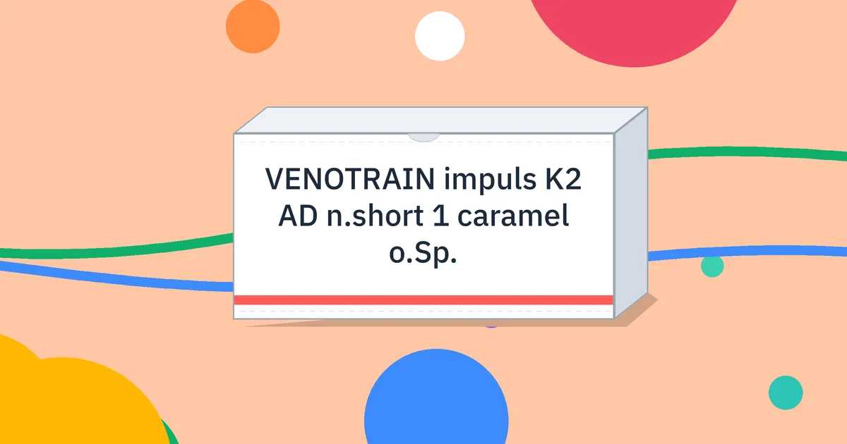 Symbolbild: Packung mit der Aufschrift VENOTRAIN impuls K2 AD n.short 1 caramel o.Sp. (PZN 08425526) – Verfügbarkeit und Bezug in Apotheken in Frankfurt am Main