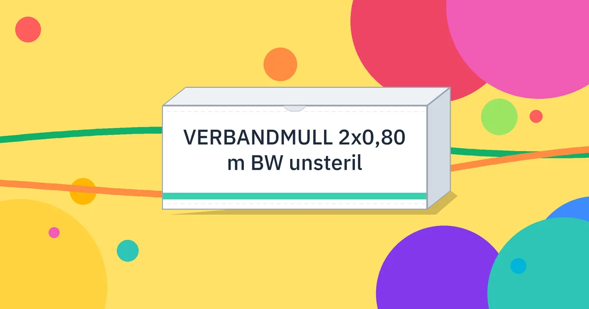 Symbolbild: Packung mit der Aufschrift VERBANDMULL 2x0,80 m BW unsteril (PZN 04046625) – Verfügbarkeit und Bezug in Apotheken in Frankfurt am Main