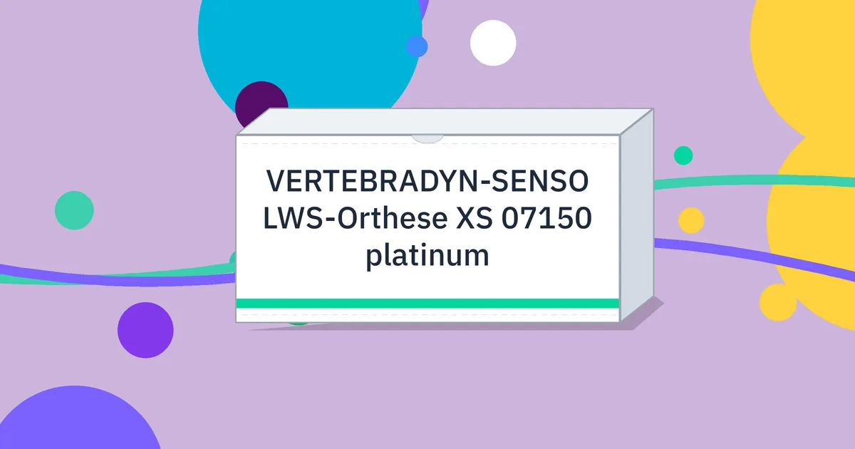 Symbolbild: Packung mit der Aufschrift VERTEBRADYN-SENSO LWS-Orthese XS 07150 platinum (PZN 05542912) – Verfügbarkeit und Bezug in Apotheken in Frankfurt am Main