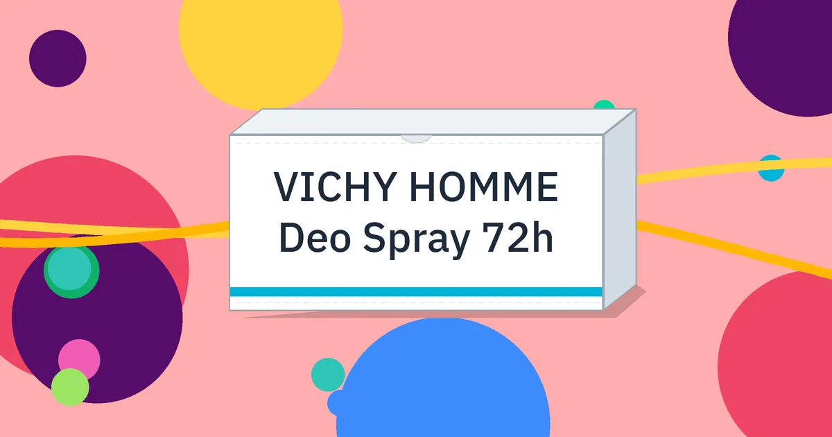 Symbolbild: Packung mit der Aufschrift VICHY HOMME Deo Spray 72h (PZN 11102761) – Verfügbarkeit und Bezug in Apotheken in Frankfurt am Main