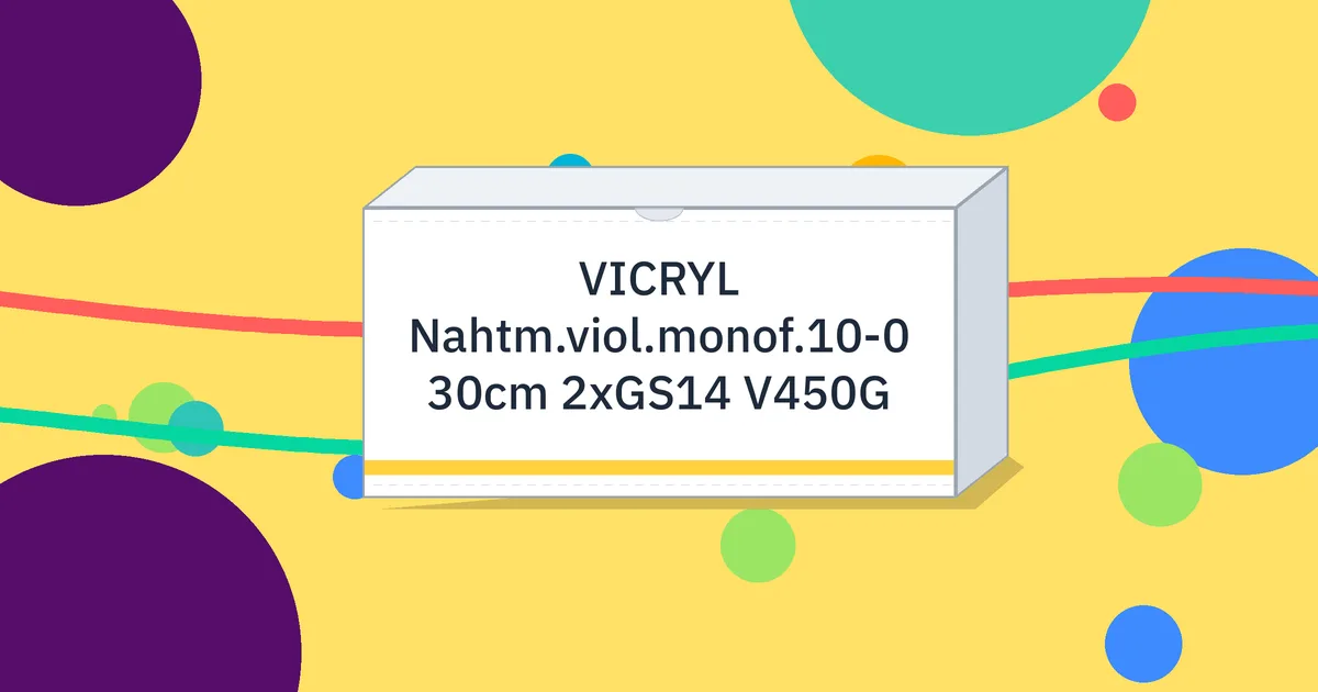 Symbolbild: Packung mit der Aufschrift VICRYL Nahtm.viol.monof.10-0 30cm 2xGS14 V450G (PZN 20911181) – Verfügbarkeit und Bezug in Apotheken in Frankfurt am Main