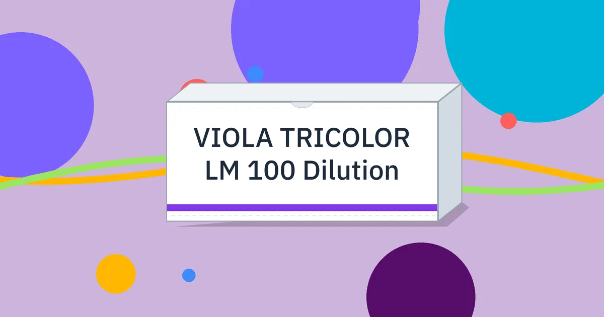 Symbolbild: Packung mit der Aufschrift VIOLA TRICOLOR LM 100 Dilution (PZN 13276726) – Verfügbarkeit und Bezug in Apotheken in Frankfurt am Main