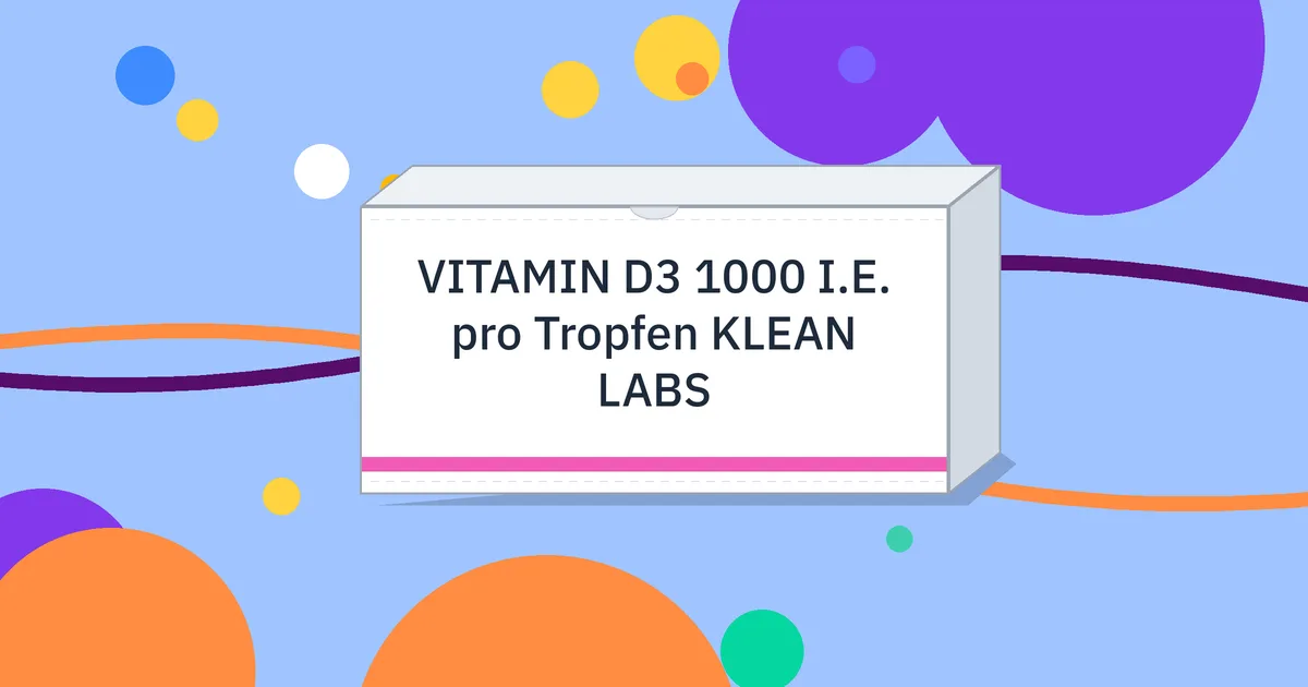 Symbolbild: Packung mit der Aufschrift VITAMIN D3 1000 I.E. pro Tropfen KLEAN LABS (PZN 13331299) – Verfügbarkeit und Bezug in Apotheken in Frankfurt am Main