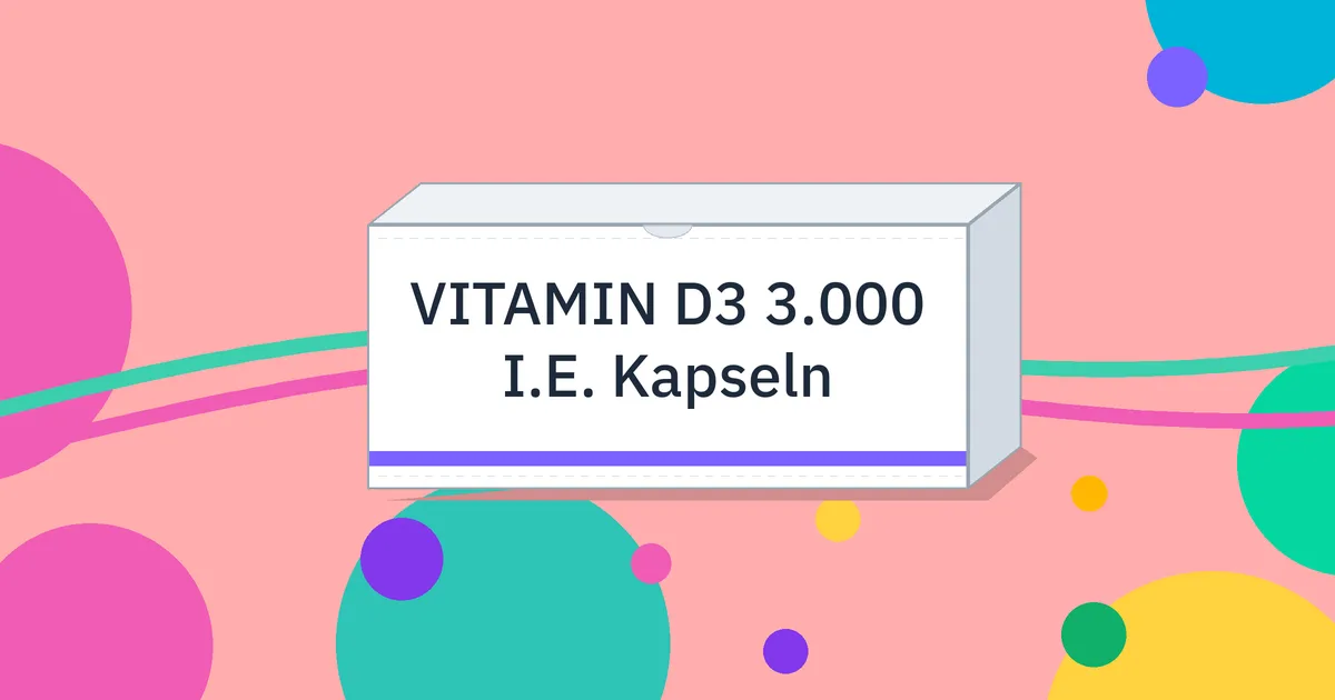 Symbolbild: Packung mit der Aufschrift VITAMIN D3 3.000 I.E. Kapseln (PZN 16937447) – Verfügbarkeit und Bezug in Apotheken in Frankfurt am Main