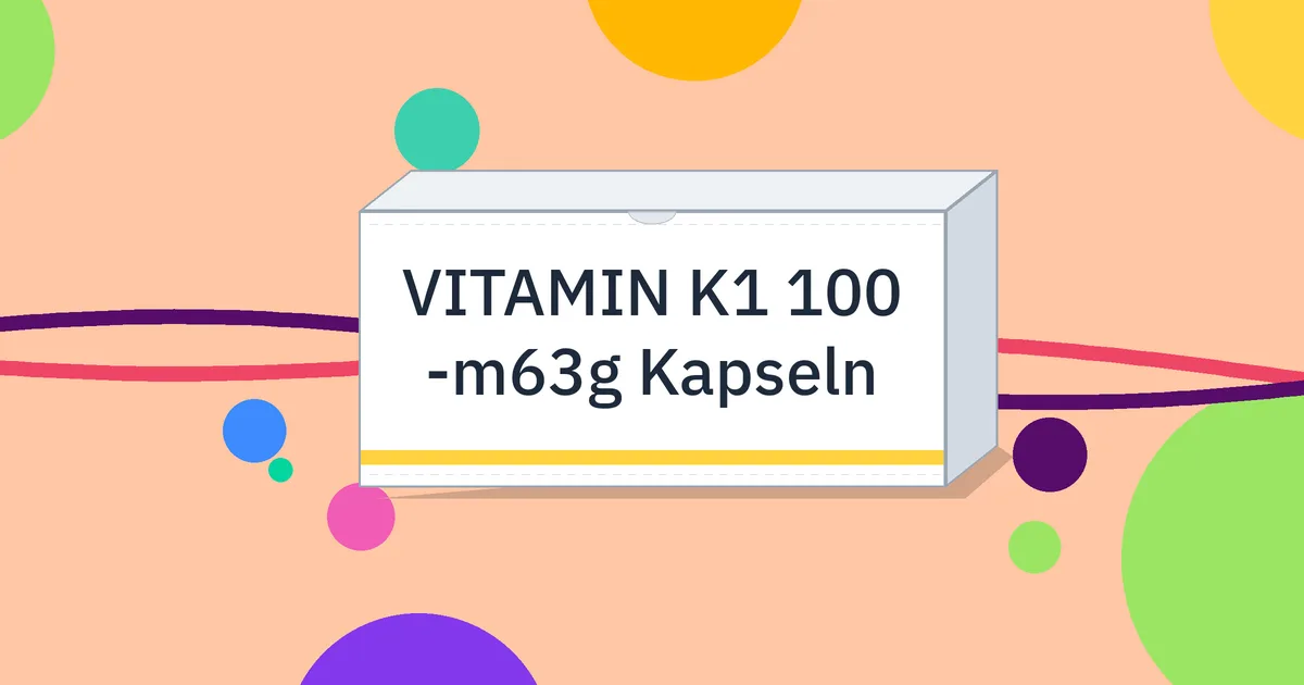 Symbolbild: Packung mit der Aufschrift VITAMIN K1 100 -m63g Kapseln (PZN 11685283) – Verfügbarkeit und Bezug in Apotheken in Frankfurt am Main