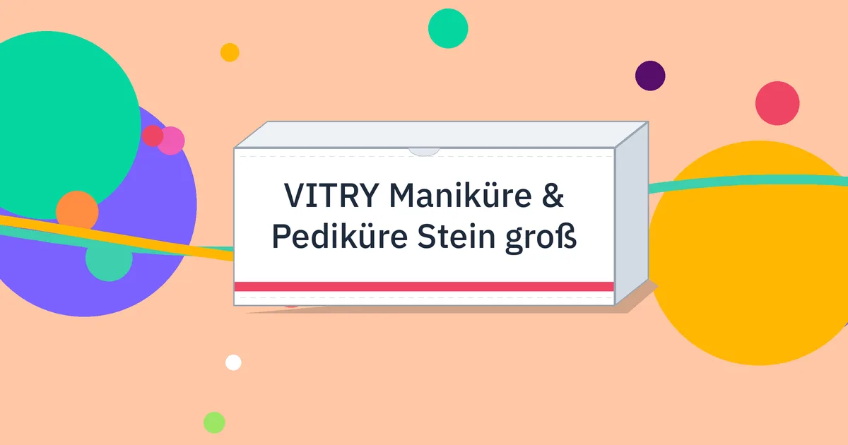 Symbolbild: Packung mit der Aufschrift VITRY Maniküre & Pediküre Stein groß (PZN 15227838) – Verfügbarkeit und Bezug in Apotheken in Frankfurt am Main