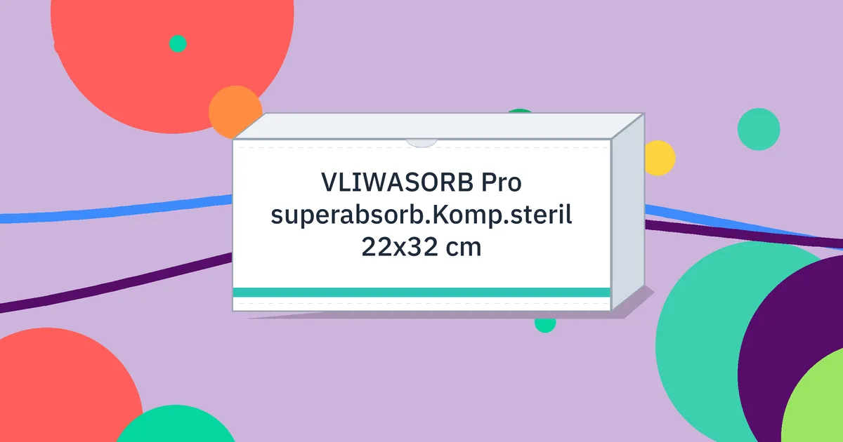 Symbolbild: Packung mit der Aufschrift VLIWASORB Pro superabsorb.Komp.steril 22x32 cm (PZN 16328487) – Verfügbarkeit und Bezug in Apotheken in Frankfurt am Main