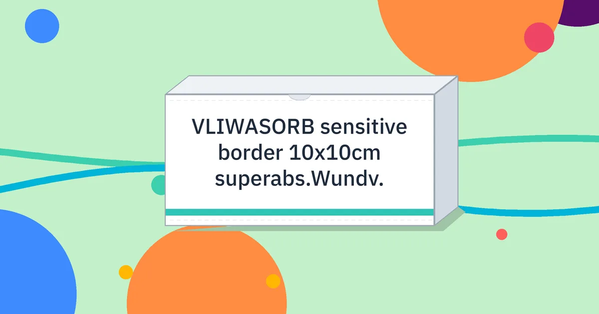 Symbolbild: Packung mit der Aufschrift VLIWASORB sensitive border 10x10cm superabs.Wundv. (PZN 20327973) – Verfügbarkeit und Bezug in Apotheken in Frankfurt am Main