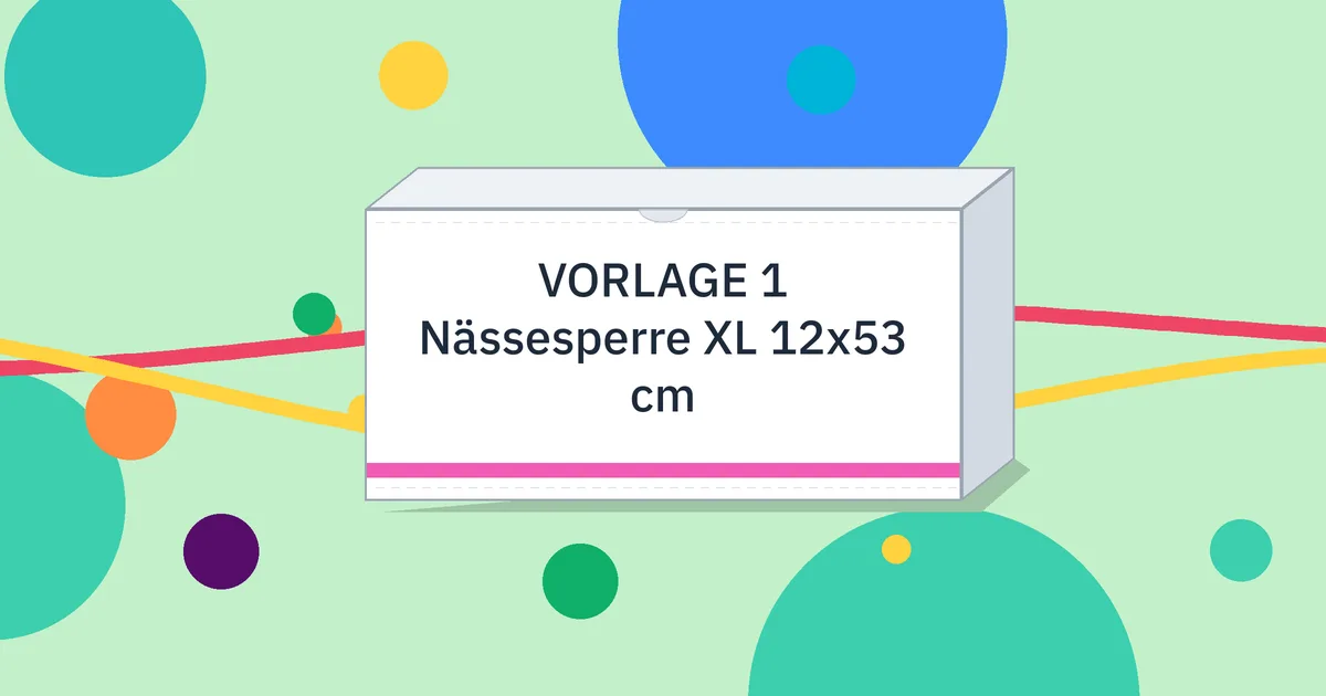 Symbolbild: Packung mit der Aufschrift VORLAGE 1 Nässesperre XL 12x53 cm (PZN 09282945) – Verfügbarkeit und Bezug in Apotheken in Frankfurt am Main