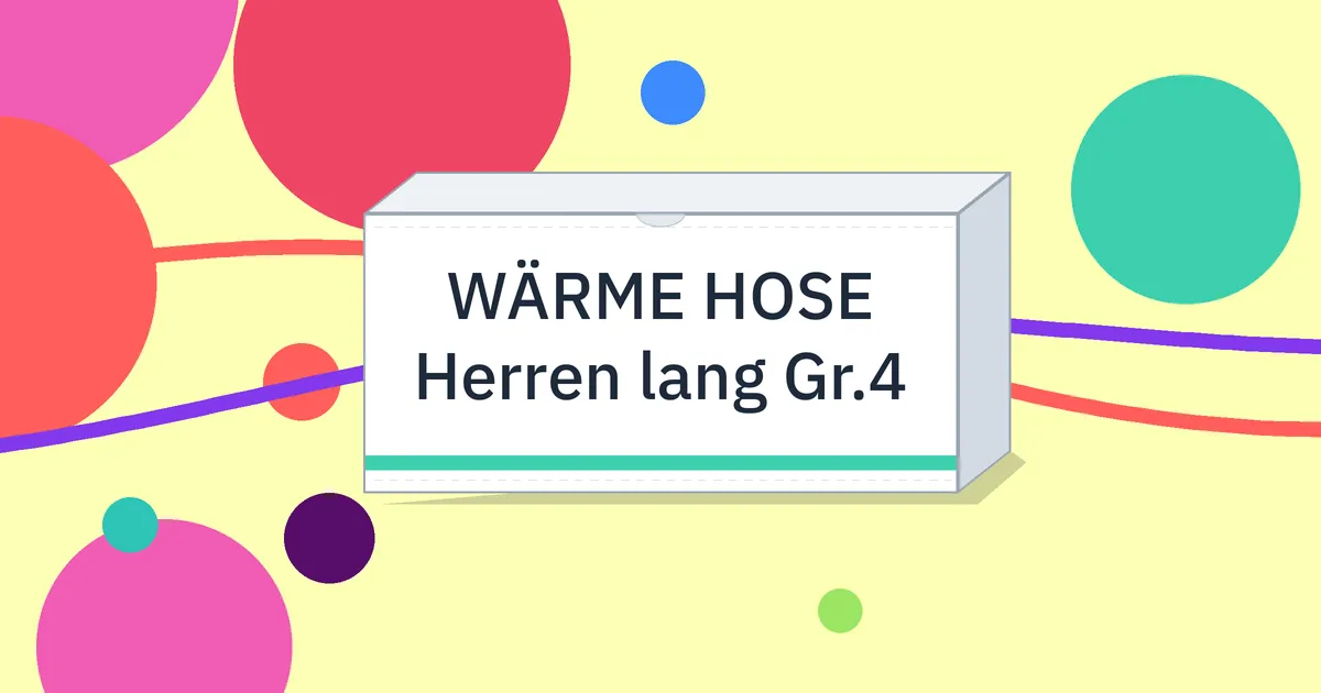 Symbolbild: Packung mit der Aufschrift WÄRME HOSE Herren lang Gr.4 (PZN 02446125) – Verfügbarkeit und Bezug in Apotheken in Frankfurt am Main