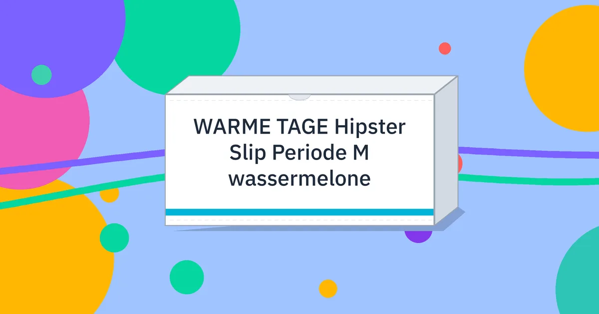 Symbolbild: Packung mit der Aufschrift WARME TAGE Hipster Slip Periode M wassermelone (PZN 16129032) – Verfügbarkeit und Bezug in Apotheken in Frankfurt am Main