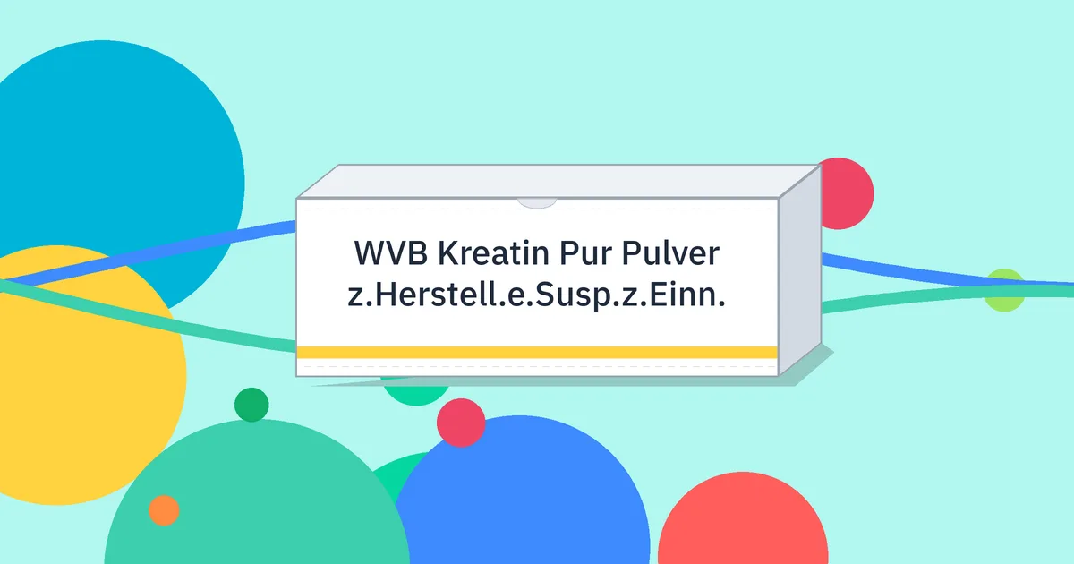 Symbolbild: Packung mit der Aufschrift WVB Kreatin Pur Pulver z.Herstell.e.Susp.z.Einn. (PZN 20894353) – Verfügbarkeit und Bezug in Apotheken in Frankfurt am Main