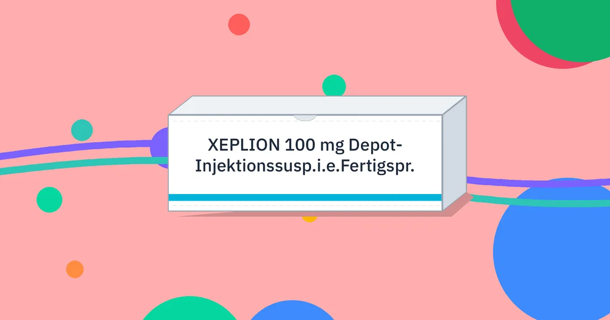 Symbolbild: Packung mit der Aufschrift XEPLION 100 mg Depot-Injektionssusp.i.e.Fertigspr. (PZN 15619797) – Verfügbarkeit und Bezug in Apotheken in Frankfurt am Main