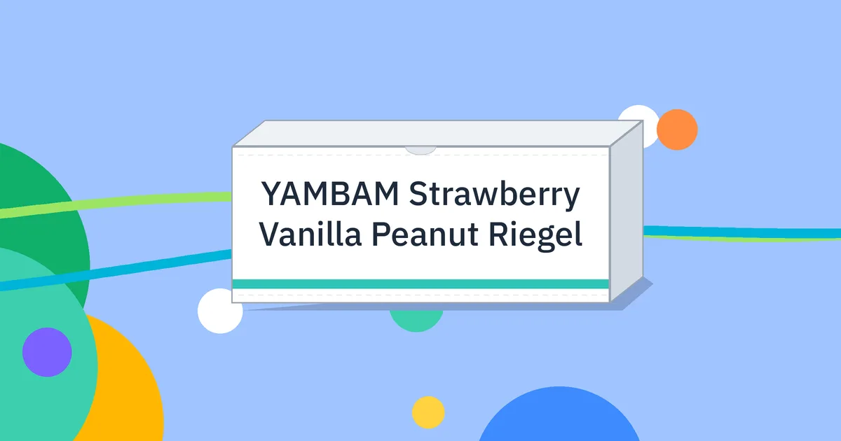 Symbolbild: Packung mit der Aufschrift YAMBAM Strawberry Vanilla Peanut Riegel (PZN 11299433) – Verfügbarkeit und Bezug in Apotheken in Frankfurt am Main