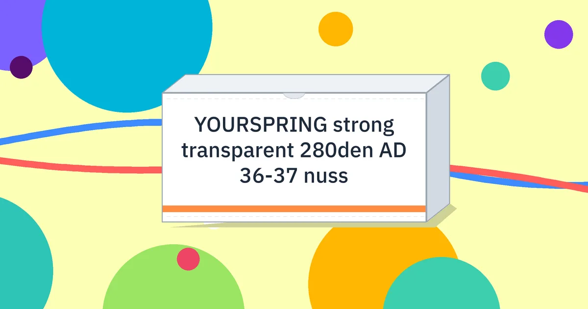 Symbolbild: Packung mit der Aufschrift YOURSPRING strong transparent 280den AD 36-37 nuss (PZN 18058394) – Verfügbarkeit und Bezug in Apotheken in Frankfurt am Main