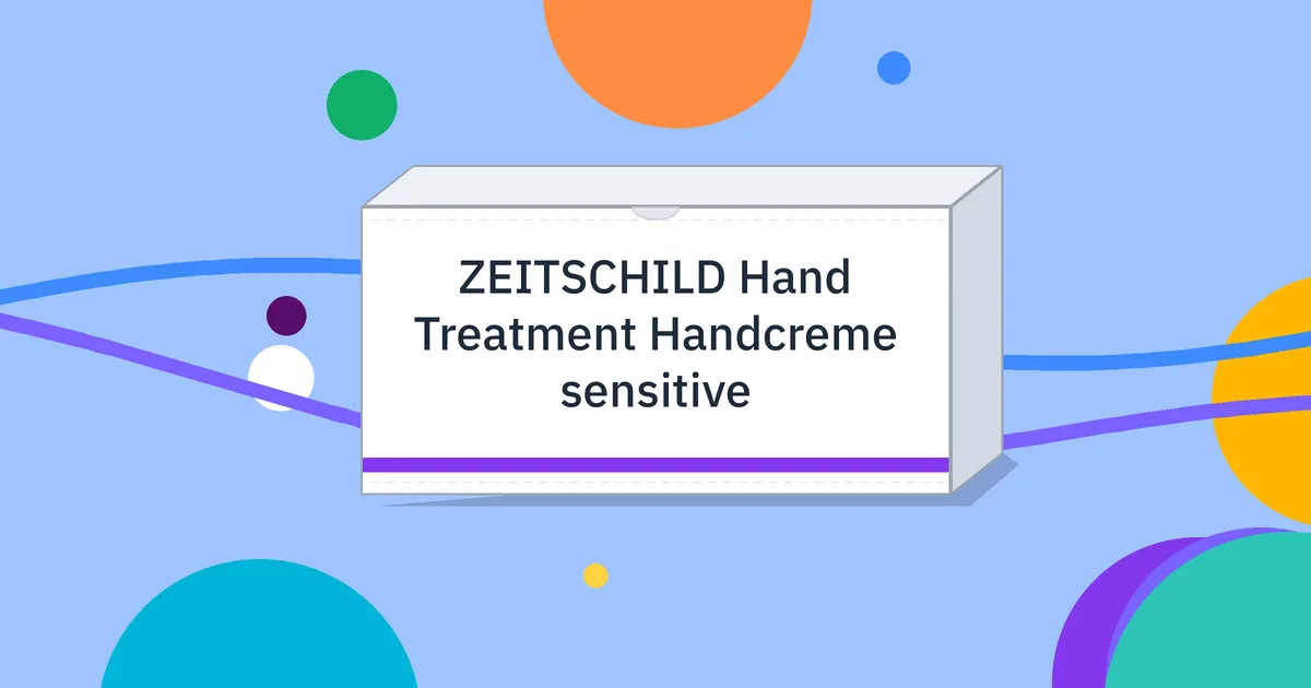 Symbolbild: Packung mit der Aufschrift ZEITSCHILD Hand Treatment Handcreme sensitive (PZN 17895610) – Verfügbarkeit und Bezug in Apotheken in Frankfurt am Main