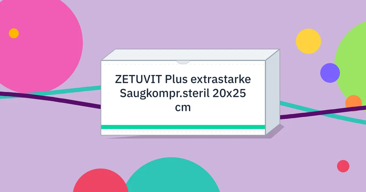 Symbolbild: Packung mit der Aufschrift ZETUVIT Plus extrastarke Saugkompr.steril 20x25 cm (PZN 19900189) – Verfügbarkeit und Bezug in Apotheken in Frankfurt am Main