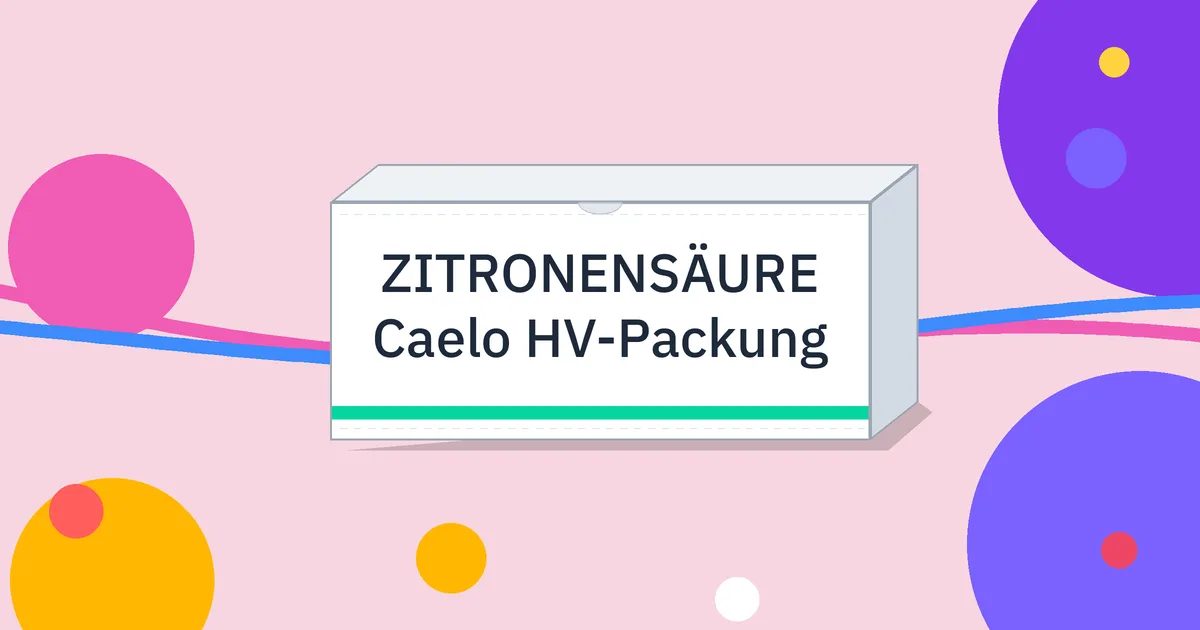 Symbolbild: Packung mit der Aufschrift ZITRONENSÄURE Caelo HV-Packung (PZN 09505569) – Verfügbarkeit und Bezug in Apotheken in Frankfurt am Main