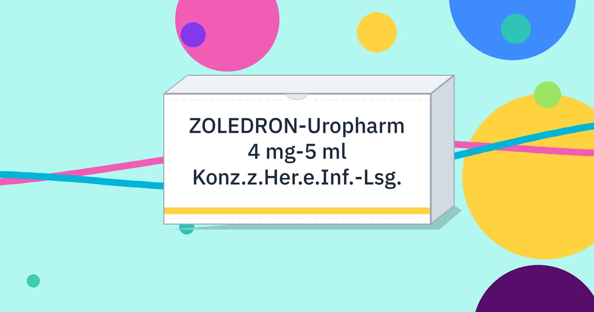 Symbolbild: Packung mit der Aufschrift ZOLEDRON-Uropharm 4 mg-5 ml Konz.z.Her.e.Inf.-Lsg. (PZN 04713369) – Verfügbarkeit und Bezug in Apotheken in Frankfurt am Main