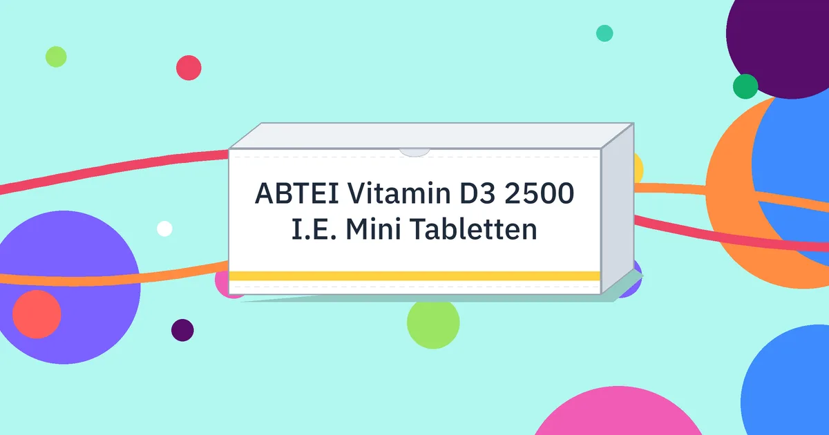 Symbolbild: Packung mit der Aufschrift ABTEI Vitamin D3 2500 I.E. Mini Tabletten (PZN 19556326) – Verfügbarkeit und Bezug in Apotheken in Frankfurt am Main