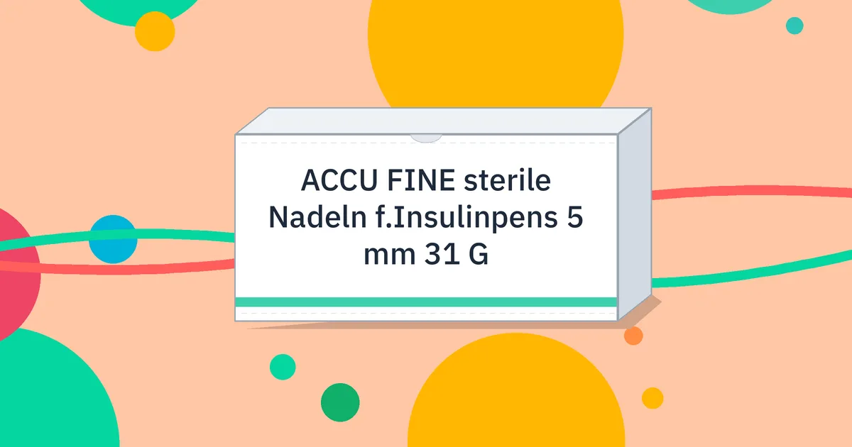 Symbolbild: Packung mit der Aufschrift ACCU FINE sterile Nadeln f.Insulinpens 5 mm 31 G (PZN 14357987) – Verfügbarkeit und Bezug in Apotheken in Frankfurt am Main
