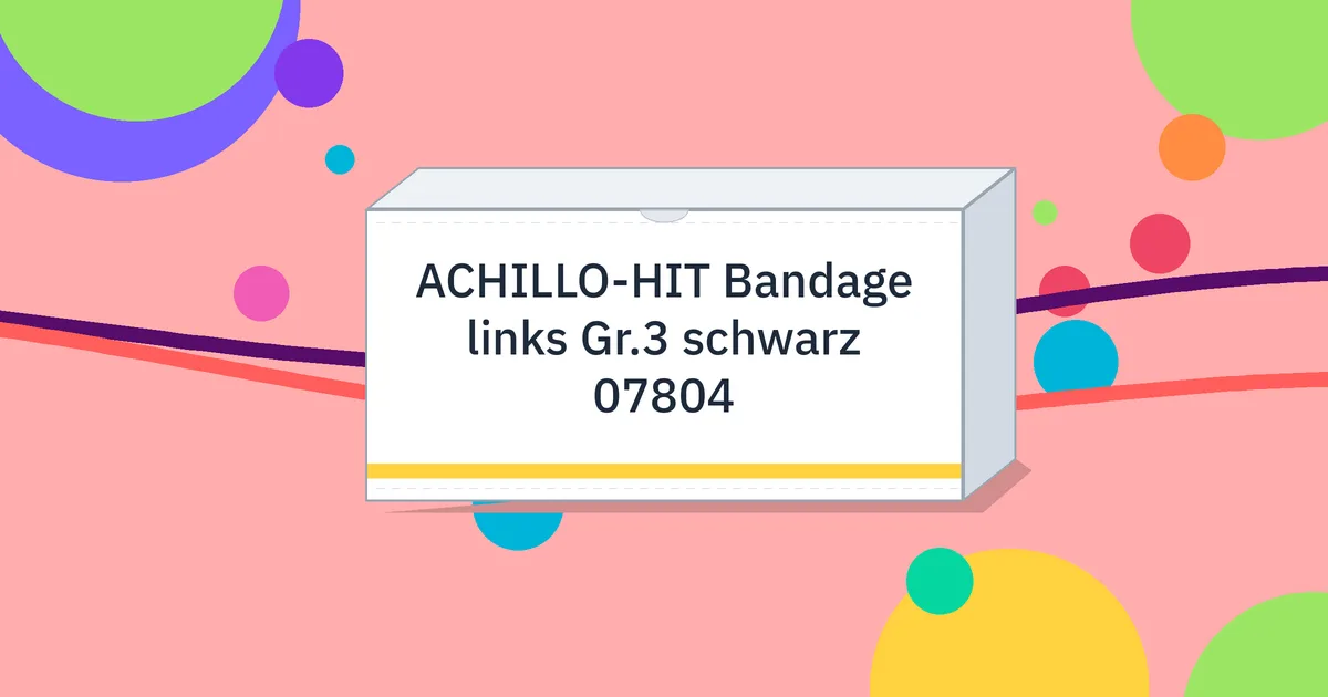 Symbolbild: Packung mit der Aufschrift ACHILLO-HIT Bandage links Gr.3 schwarz 07804 (PZN 02470023) – Verfügbarkeit und Bezug in Apotheken in Frankfurt am Main