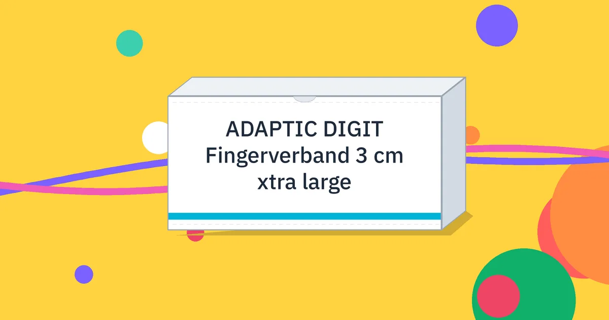 Symbolbild: Packung mit der Aufschrift ADAPTIC DIGIT Fingerverband 3 cm xtra large (PZN 09227952) – Verfügbarkeit und Bezug in Apotheken in Frankfurt am Main