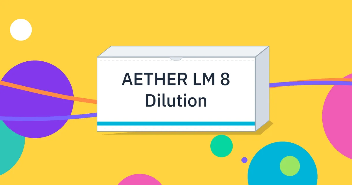 Symbolbild: Packung mit der Aufschrift AETHER LM 8 Dilution (PZN 13300011) – Verfügbarkeit und Bezug in Apotheken in Frankfurt am Main