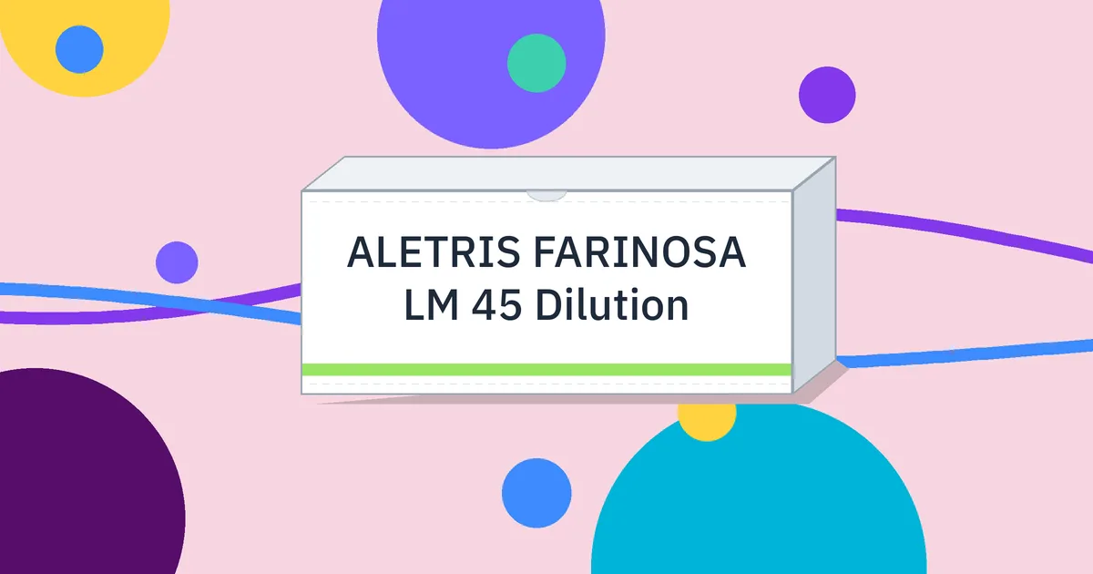 Symbolbild: Packung mit der Aufschrift ALETRIS FARINOSA LM 45 Dilution (PZN 13309911) – Verfügbarkeit und Bezug in Apotheken in Frankfurt am Main