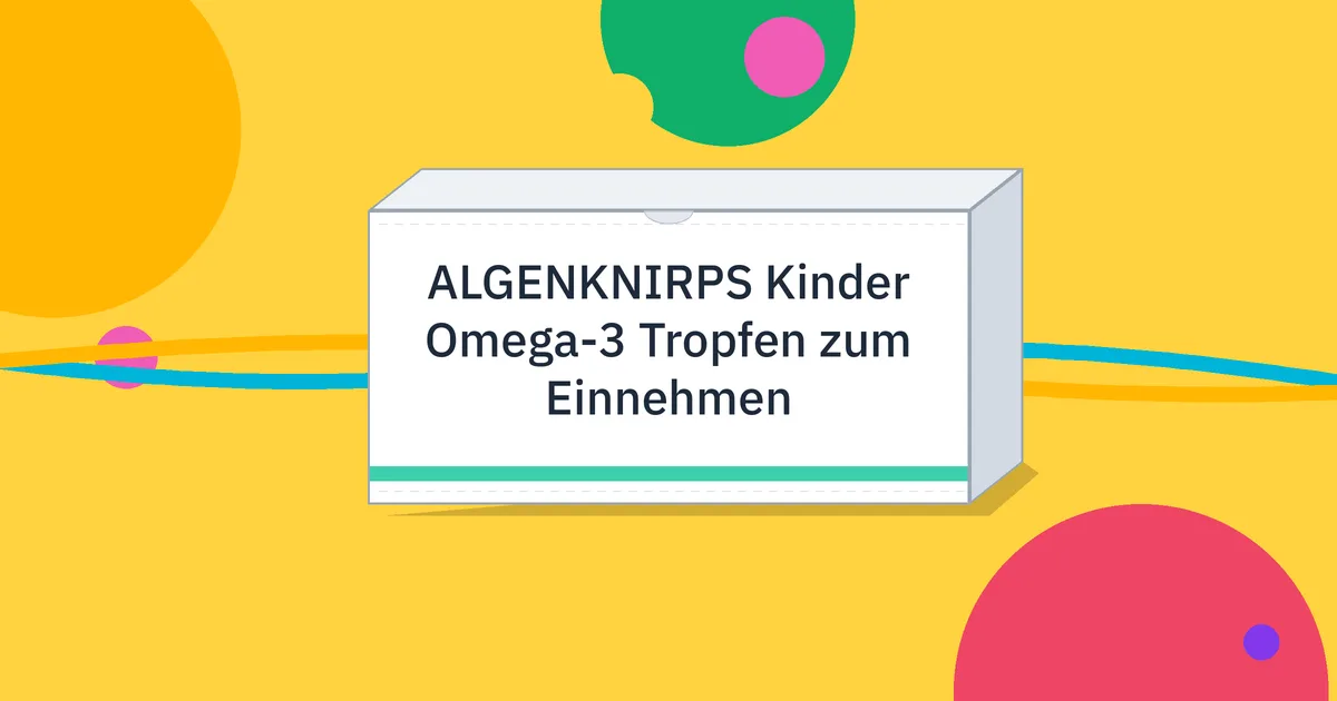 Symbolbild: Packung mit der Aufschrift ALGENKNIRPS Kinder Omega-3 Tropfen zum Einnehmen (PZN 20053872) – Verfügbarkeit und Bezug in Apotheken in Frankfurt am Main