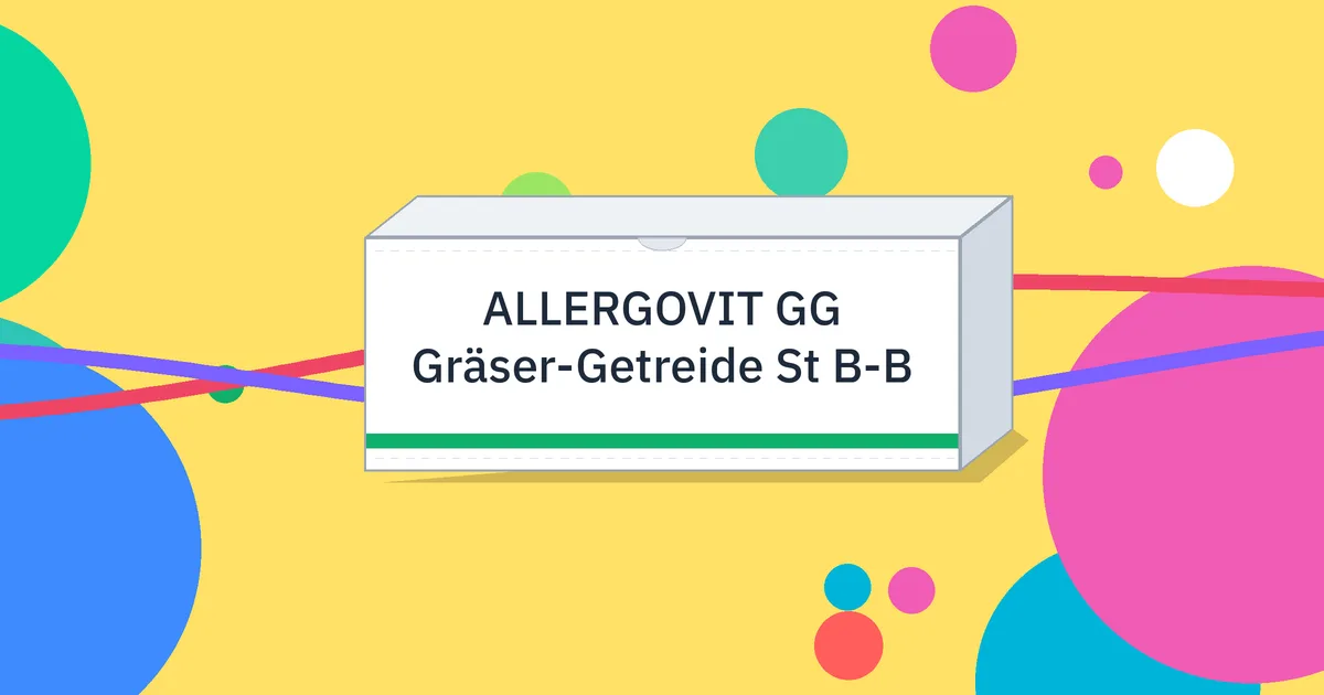 Symbolbild: Packung mit der Aufschrift ALLERGOVIT GG Gräser-Getreide St B-B (PZN 15741469) – Verfügbarkeit und Bezug in Apotheken in Frankfurt am Main