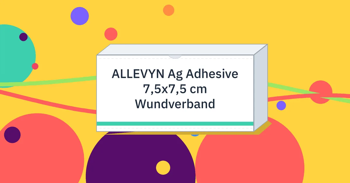 Symbolbild: Packung mit der Aufschrift ALLEVYN Ag Adhesive 7,5x7,5 cm Wundverband (PZN 19407572) – Verfügbarkeit und Bezug in Apotheken in Frankfurt am Main