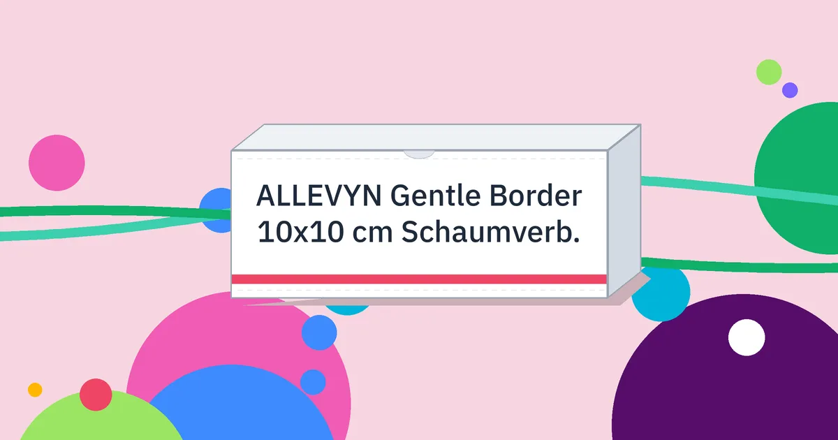 Symbolbild: Packung mit der Aufschrift ALLEVYN Gentle Border 10x10 cm Schaumverb. (PZN 16164330) – Verfügbarkeit und Bezug in Apotheken in Frankfurt am Main