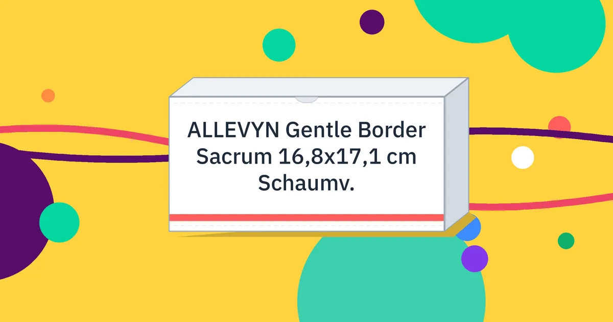 Symbolbild: Packung mit der Aufschrift ALLEVYN Gentle Border Sacrum 16,8x17,1 cm Schaumv. (PZN 16026823) – Verfügbarkeit und Bezug in Apotheken in Frankfurt am Main